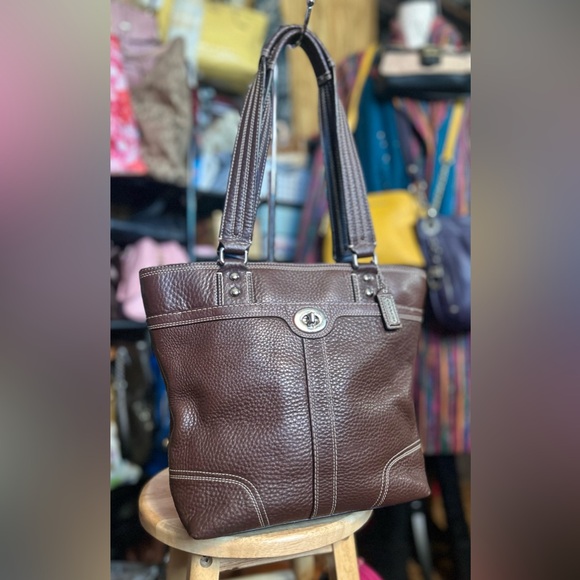 Coach | Bags | Coach Hamilton Brown Pebbled Leather Shoulder Bag | Poshmark